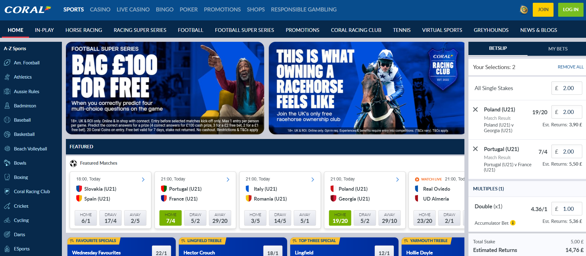 Coral review 2025: £20 free bets, app ratings, payment methods & odds